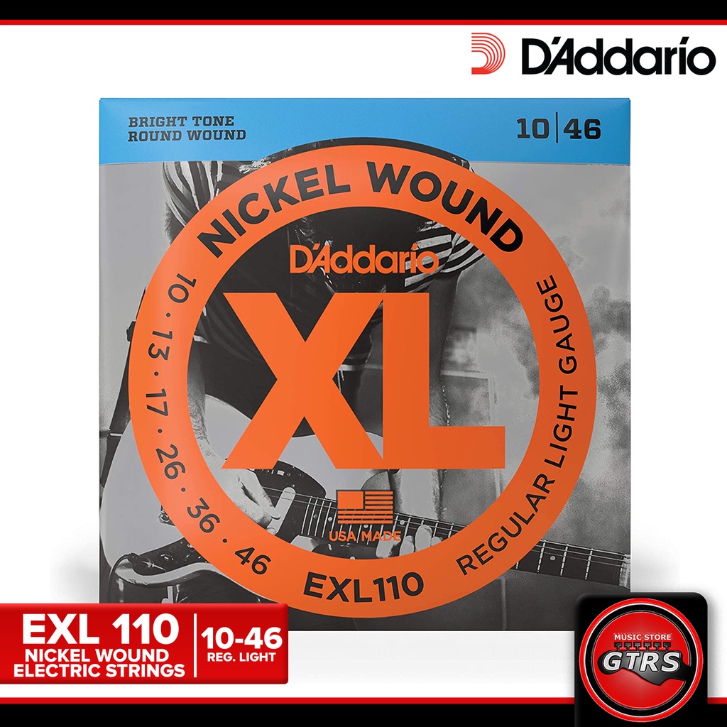 D'Addario Electric Guitar Strings Set EXL 110 Regular Light Gauge ...