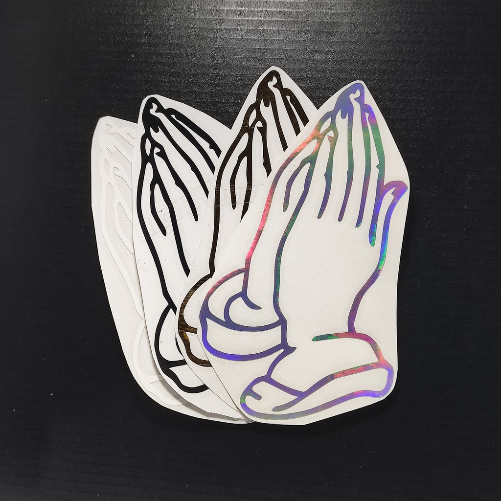 PRAYING HANDS Sticker Decal Hologram Gold Chrome Yayamanin Christian ...