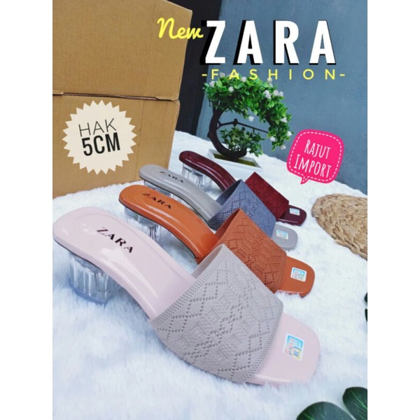 Zara hak 5cm Imported Glass Knitted slop Sandals | Shopee Philippines