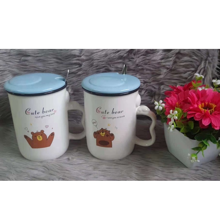 1pc Ceramic Fashion Mug with Cover and Spoon w/ box | Shopee Philippines