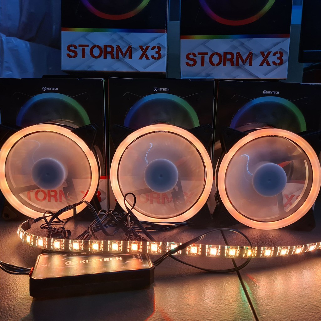Keytech Storm X3 3-Fans RGB 120mm + 1 LED Strip RGB Package | Shopee ...