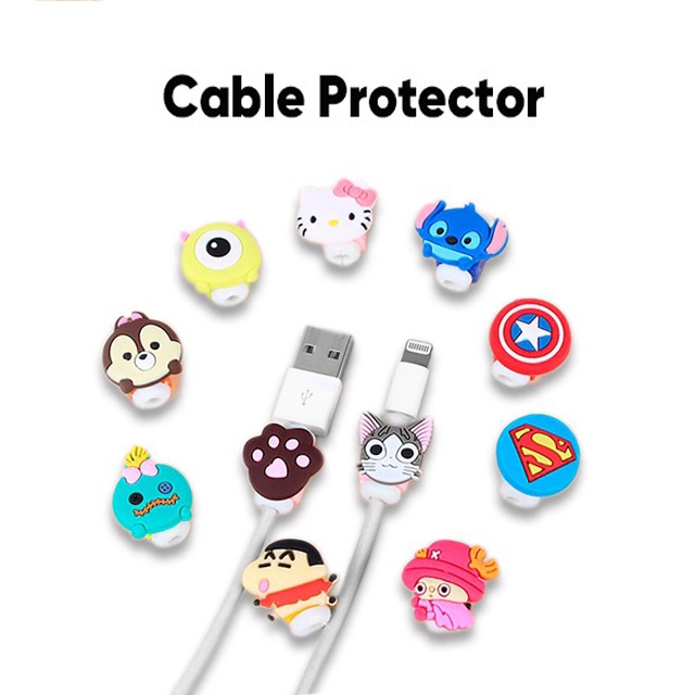 20 patterns Cartoon Character Cord Protector For Mobile Cable | Shopee ...