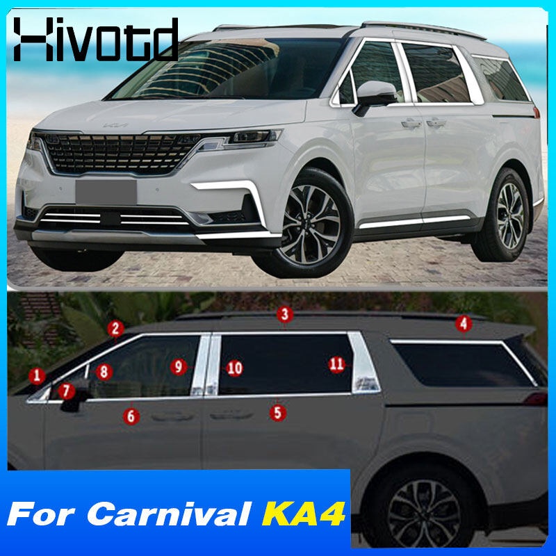 Hivotd For Kia Carnival KA4 2024 2023 2022 2021 car window trim ABS stainless steel decorative ...