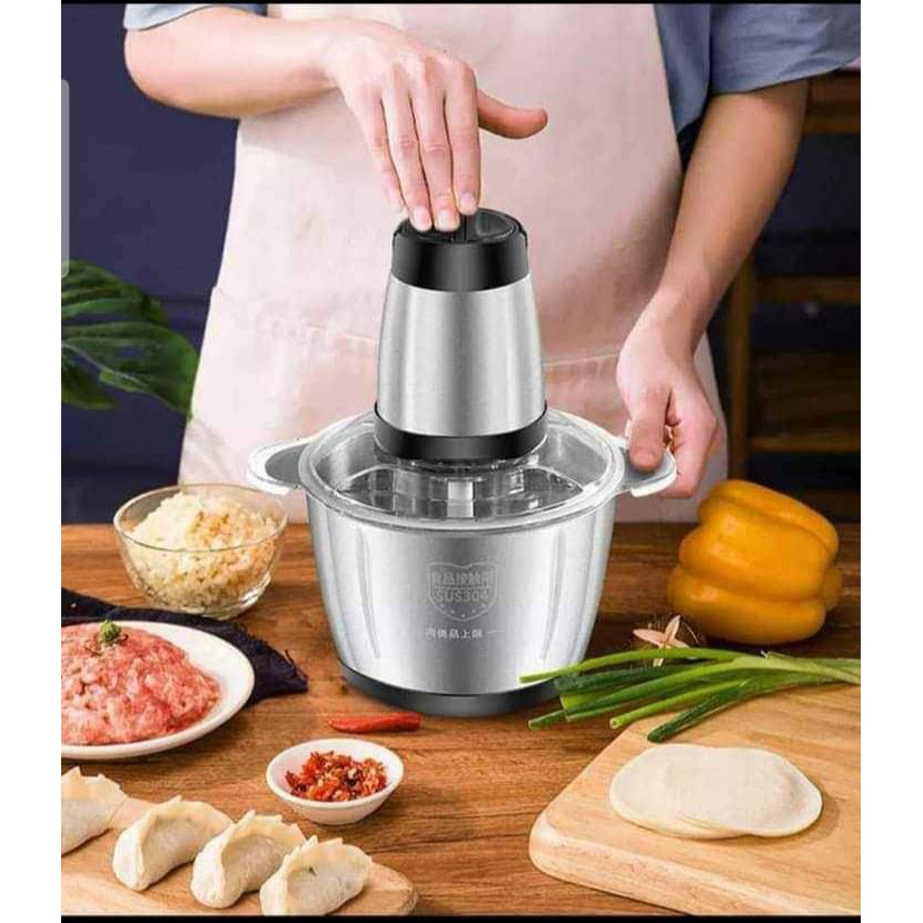 Stainless steel 2L Capacity Electric Chopper Meat Grinder Mincer Food Processor Slicer | Shopee ...