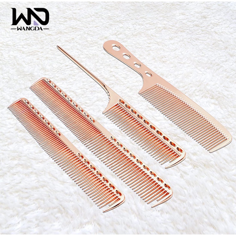 Stainless Steel Hairdressing Comb 4-Piece Set Barber Shop Cutting ...