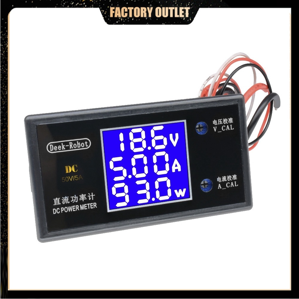 Voltmeter DC 50V 5A 250W Digital LCD Voltage Current Volt Power Meter ...