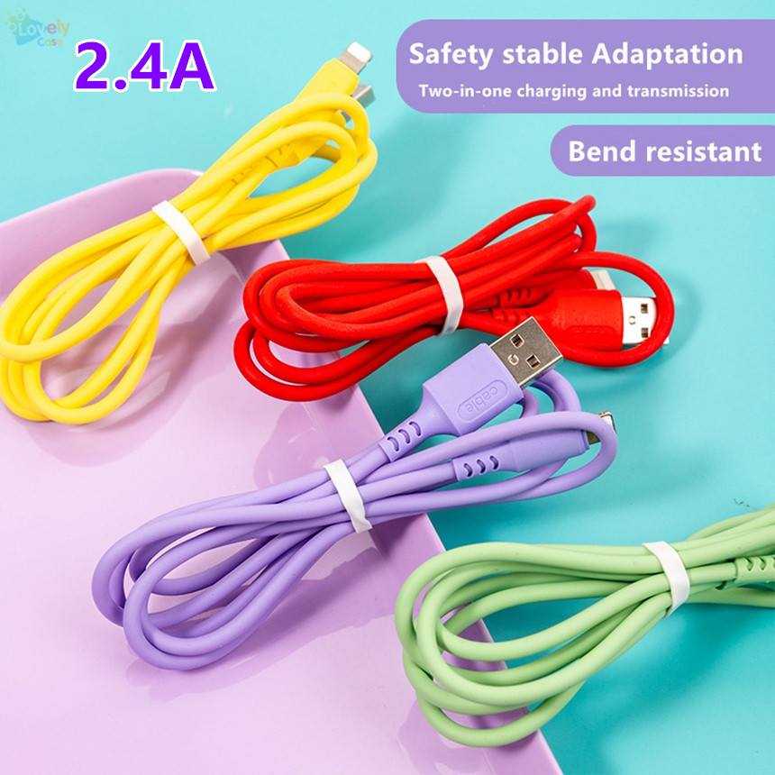 2.4A USB Macaron Candy Colors USB Data Cable Micro USB Type C | Shopee ...