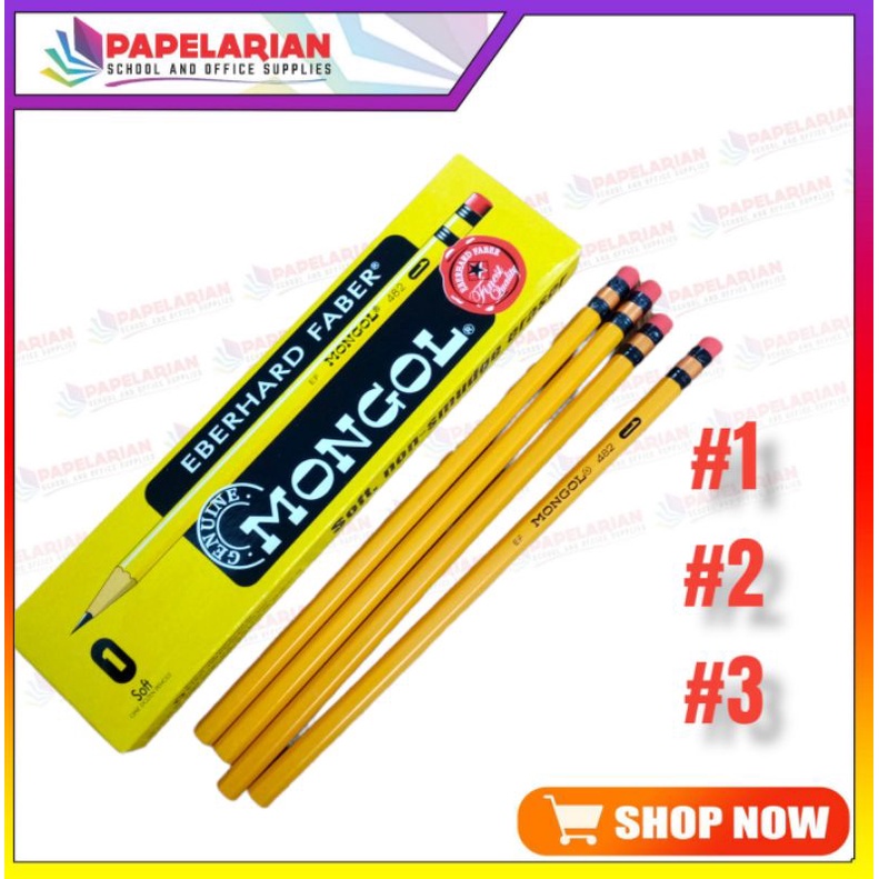 MONGOL PENCIL BY 3'S THIN EF-482 NO. 1,NO.2 AND NO.3 | Shopee Philippines