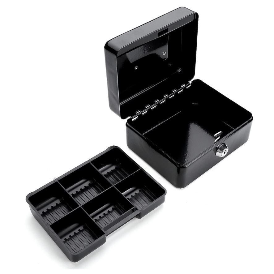 Portable Cash Box 6"inches Supermarket/Household with Key Lock Cash ...