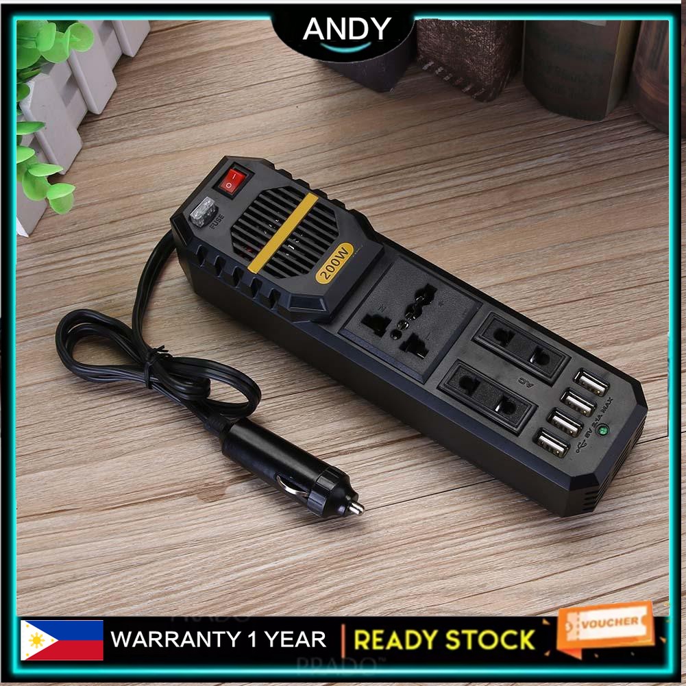 200W Car Power Inverter DC 12V to AC 240V Adapter w/ 3.1A Dual USB ...