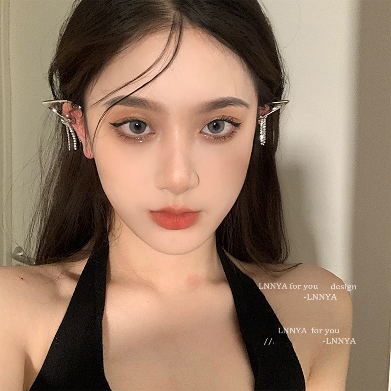 Elf ear earrings with high sense tassel without ear hole unique ear ...