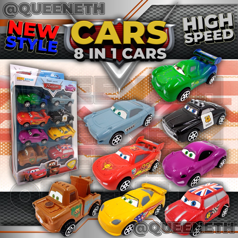 8in1 Pixar Set Cars Lightning McQueen Vehicle Pull Back Cars Action ...