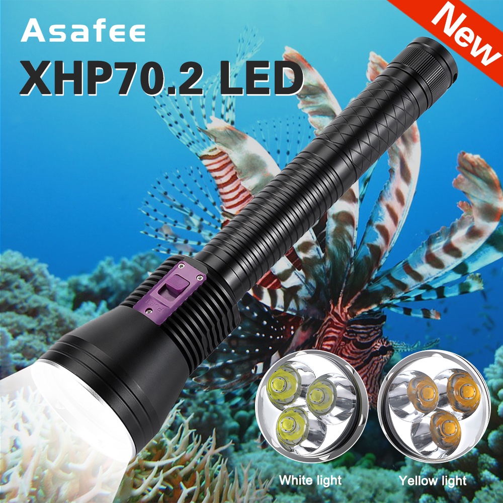 Asafee A37 white light 3x P70 LED Diving Flashlight Underwater IP x8 ...