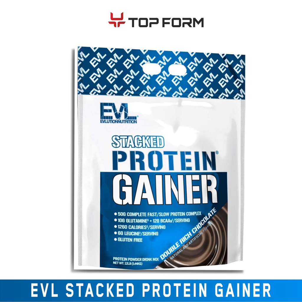 Evl Stacked Protein Gainer 12lbs Mass Gainer With Free Shaker Shopee