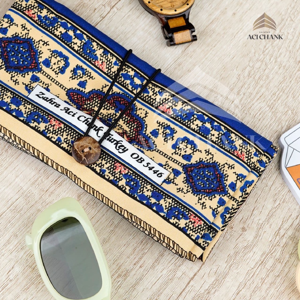 (Limited Edition) Zahra Turkey Button Rope Prayer Mat (Color: Blue ...