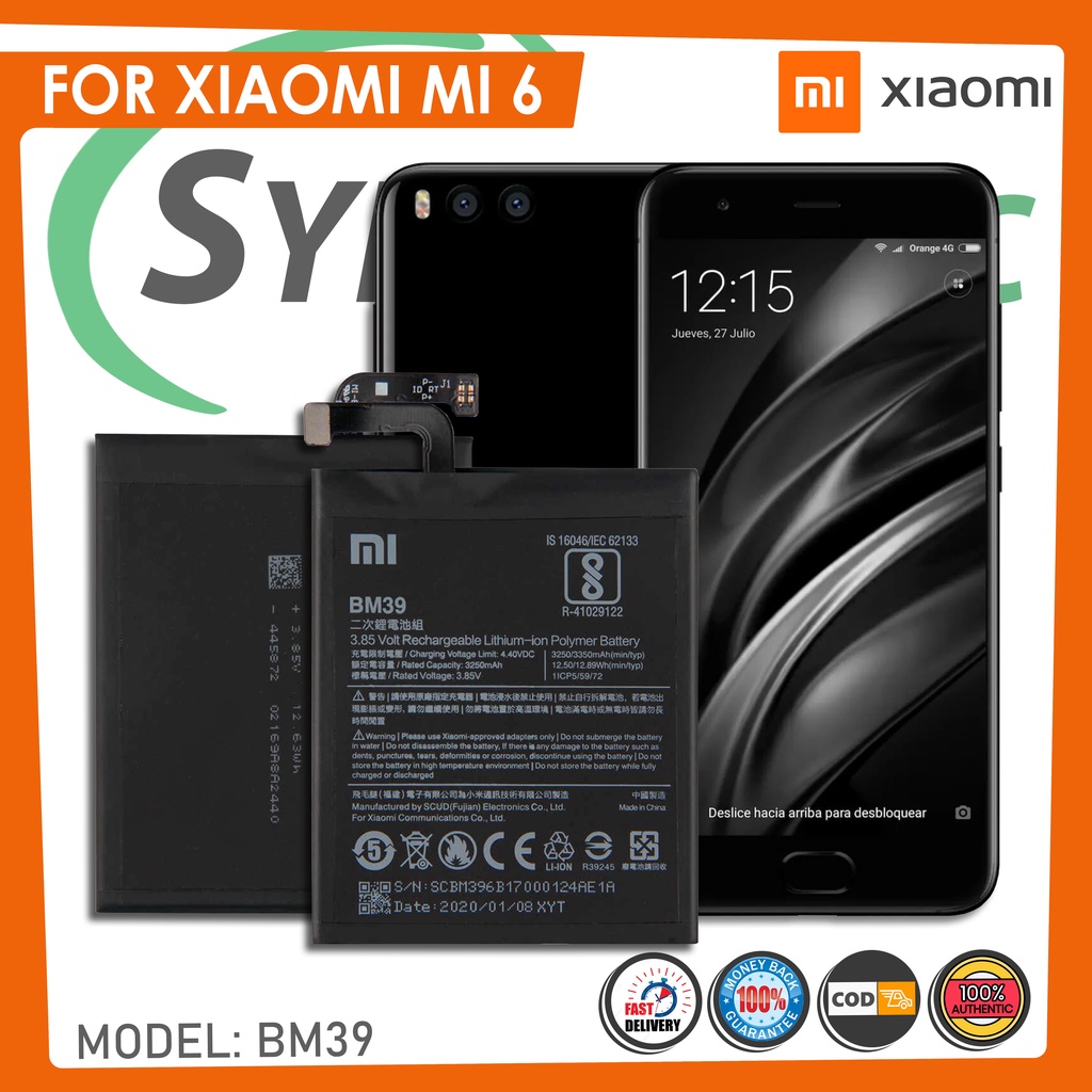 Original XIAOMI Mi 6 Battery, Model: BM39 High Quality (3350mAh ...