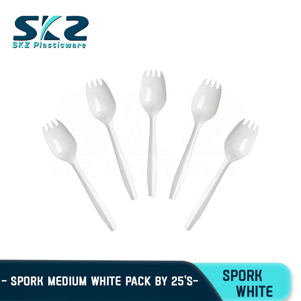 SKZ DISPOSABLE SPORK WHITE 25PCS/PACK | Shopee Philippines