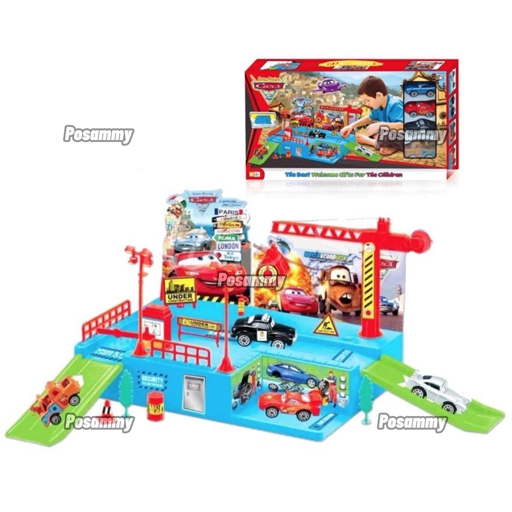 Cartoon Car Speed Racing Track 4 in 1 Garage Car Playground Toy Play Set | Shopee Philippines
