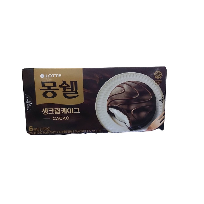 Lotte Mon Cher Cream Cake Premium Dessert Cake Original / Cacao 32g x 6 ...