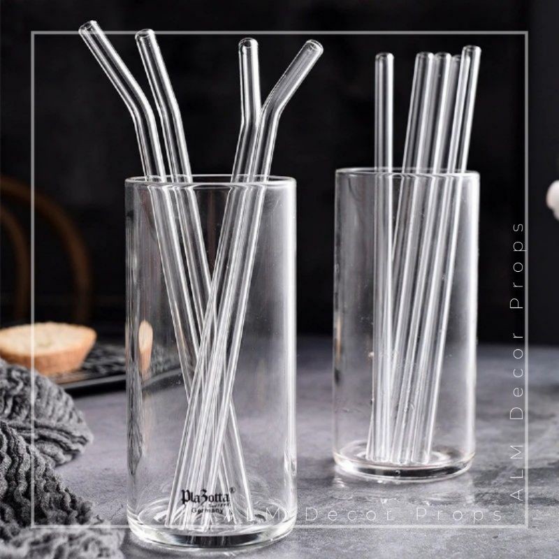 Reusable Glass Straw (Borosilicate or Pyrex Glass) - Bent Clear 1pcs ...