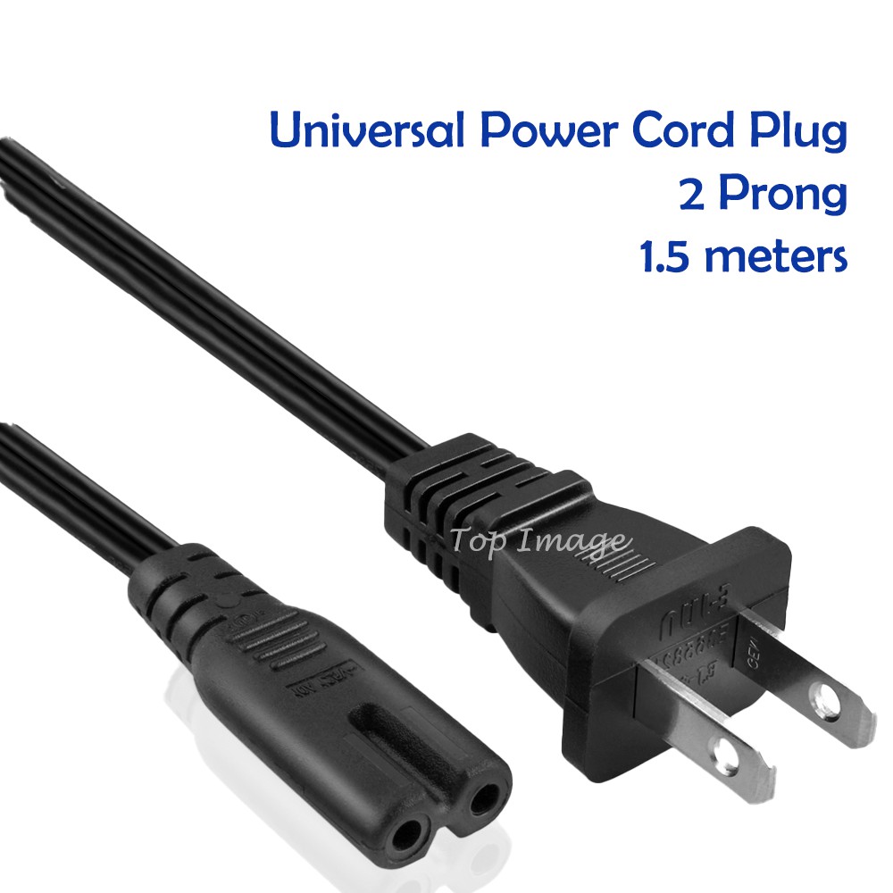 2 Holes Universal Power Cord 2 Prong 1.5M | Shopee Philippines