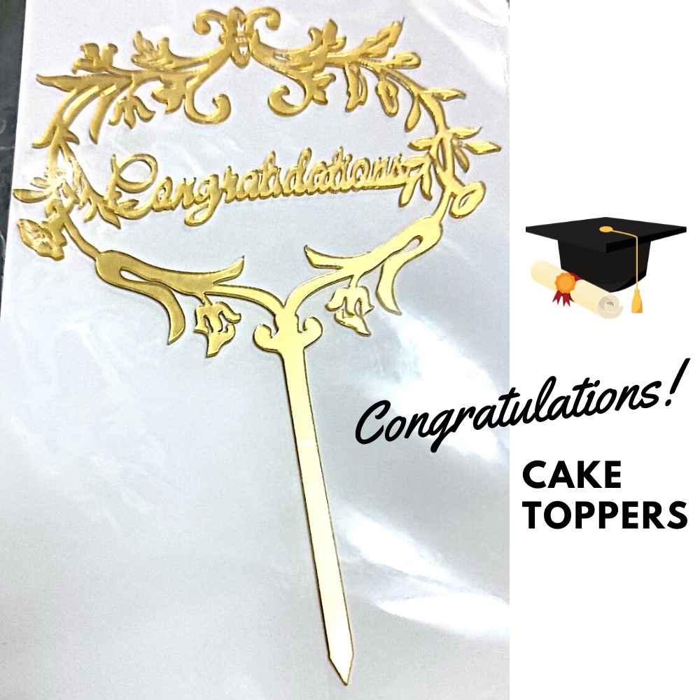 1 piece Congratulations plastic cake topper / topping (gold) for ...