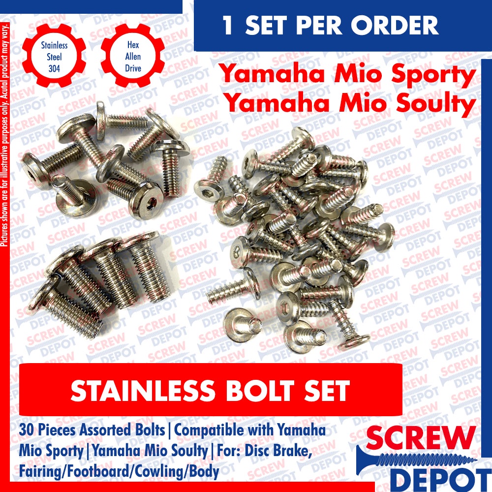 Stainless Bolt Set - Yamaha Mio Sporty | Soulty ( Motorcycle - Screw ...