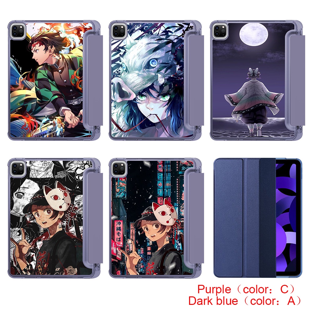 3A Anime Demon slayer Dark blue Soft silicone Case for iPad 7 8 9 Pro ...