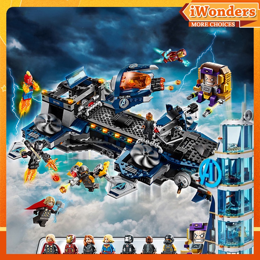 Avengers Helicarrier And Tower Battle LEGO Buiding Blocks Battle in The ...