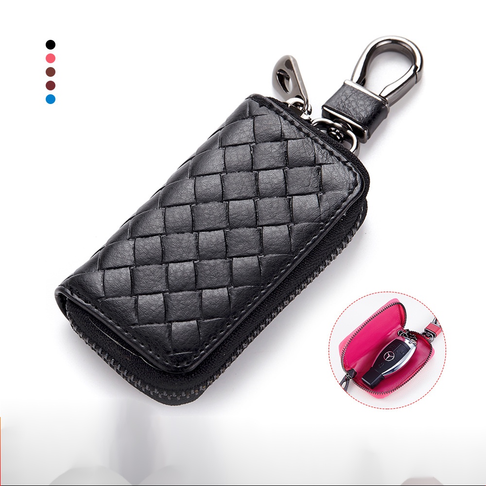 Car Universal Key Case Leather Men's Woven Key Keychain Case Key Holder ...