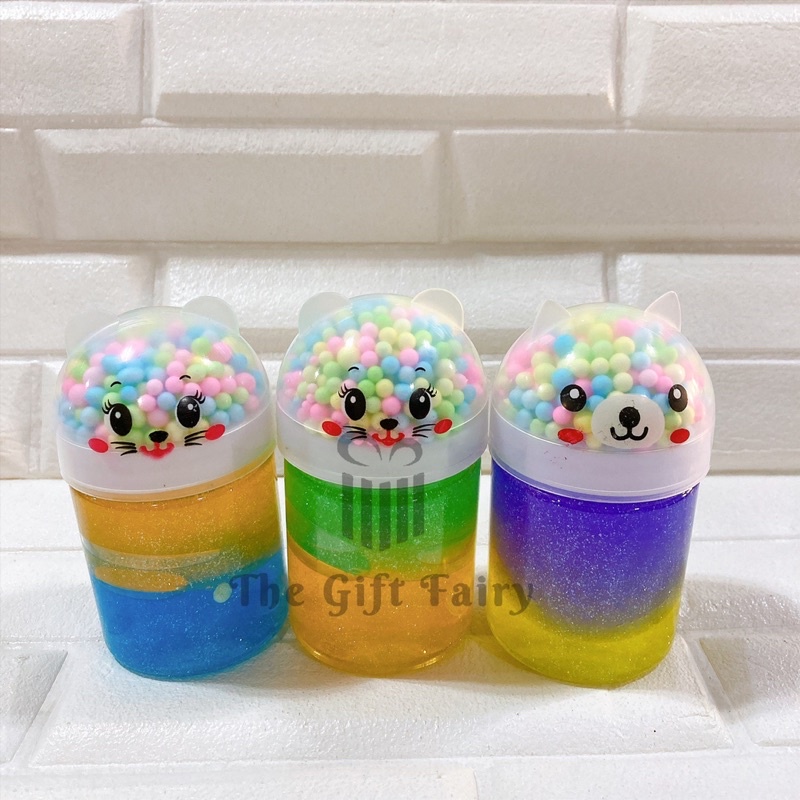 Thegiftfairy Rainbow Glitter Animal Slime with foam balls (Small ...