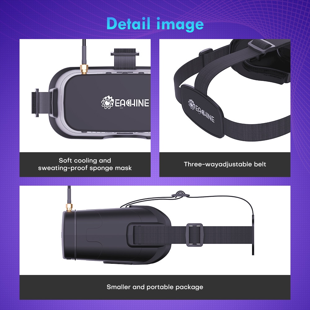 Eachine EV800DM Varifocal 5.8G 40CH Diversity FPV Goggles with HD DVR 3 Inch 900*600 Video ...