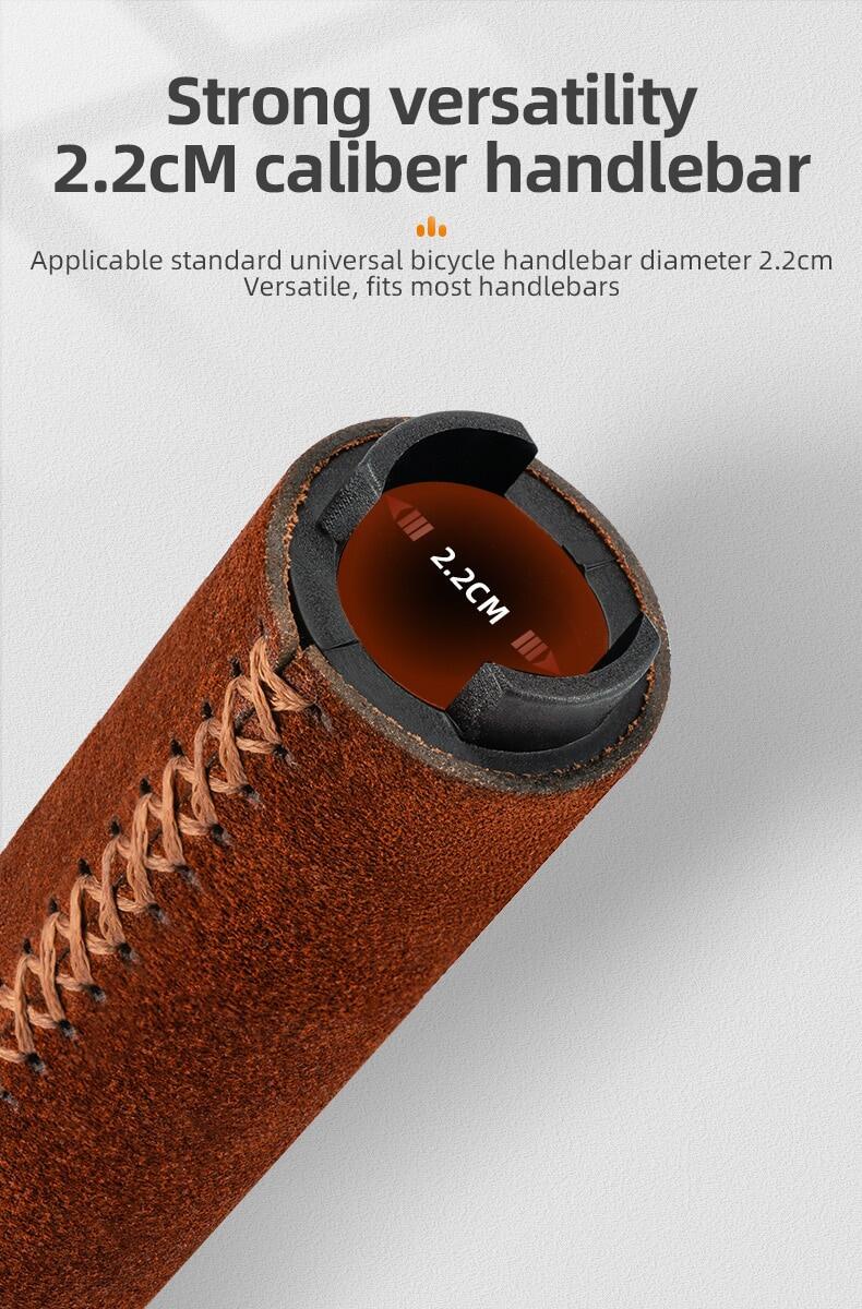 ROCKBROS Bike Handlebar Anti-slip MTB Leather Handle Grips Shockproof ...