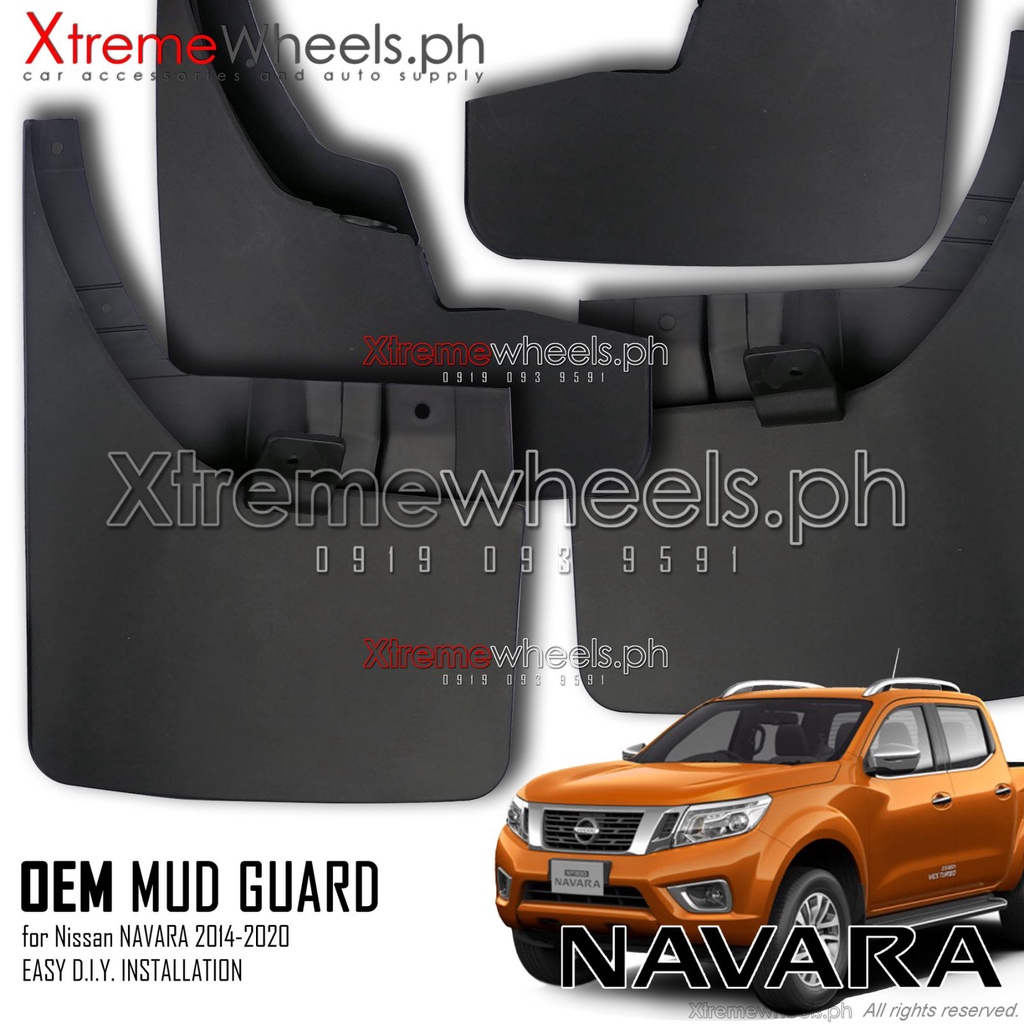 Nissan Navara Np300 2014-2025 Black Front and Rear Mudguard / Mud guard ...