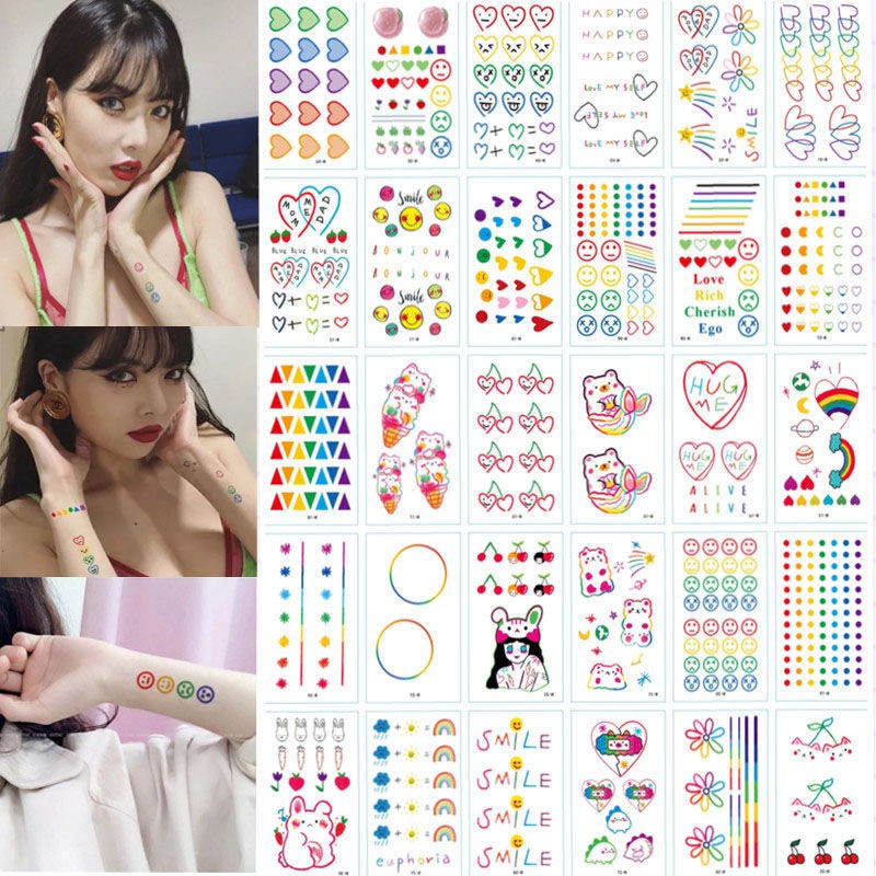 Hot 30pcs Cute Tattoo Sticker Colorful Temporary Tattoo Small Fresh