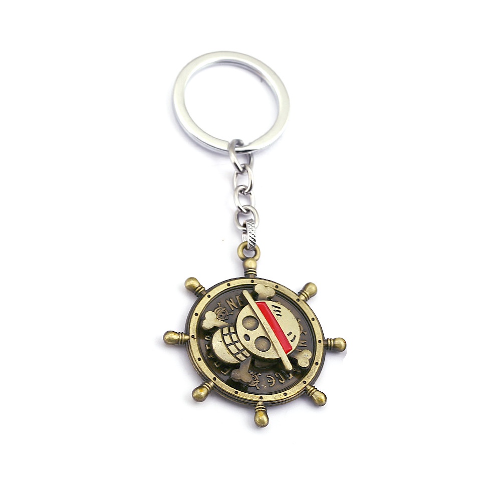 2 Color Anime One Piece Keychain Mokey D Luffy Logo Key Chians ...