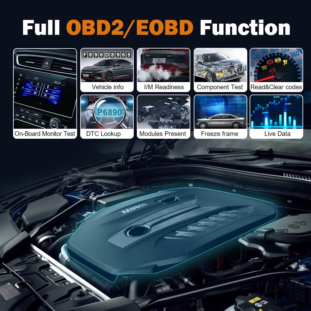 ANCEL X6 Automotive Professional OBD2 Scanner Full System Auto Scanning ...