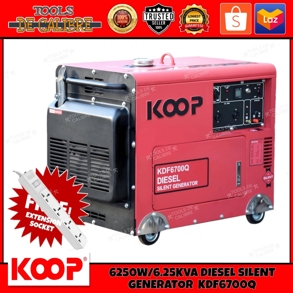KOOP 6250W/6.25KVA Diesel Silent Generator KDF6700Q 186 FA | GF3-6 ...