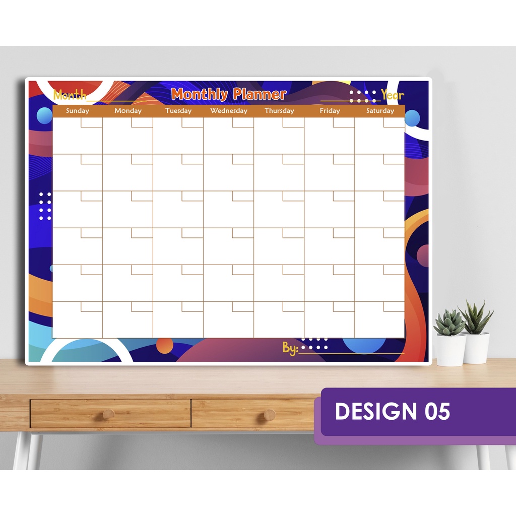 Erasable / Reusable Blank Monthly Planner Board with Free Marker | A3 ...