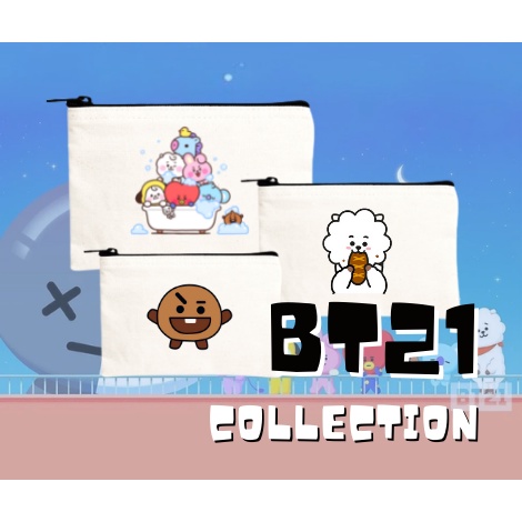 4+1 PROMO! CANVAS/KATSA BT21 BTS COLLECTION COIN PURSE WITH ZIPPER 3 ...