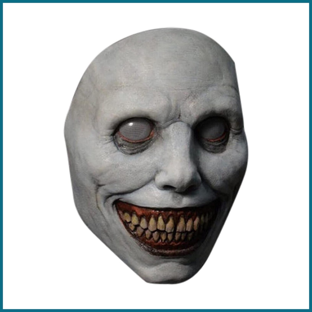 Creepy Face Cover Cosplay Halloween Headgear Realistic Smiling Evil ...