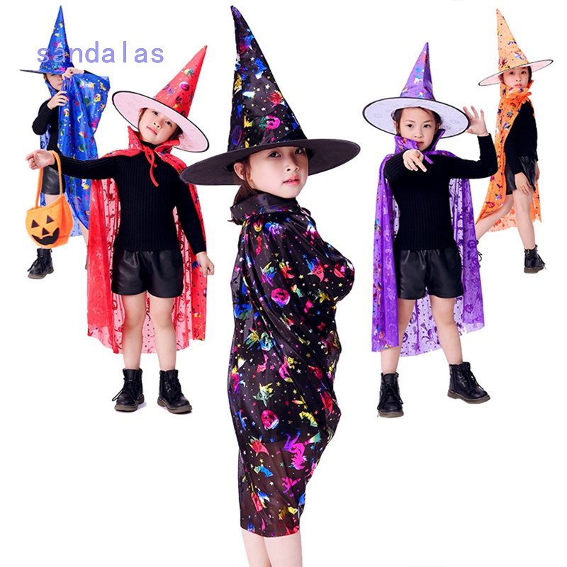 Masquerade Costume Wizard Witch Cloak Cape Robe With Hat | Shopee ...
