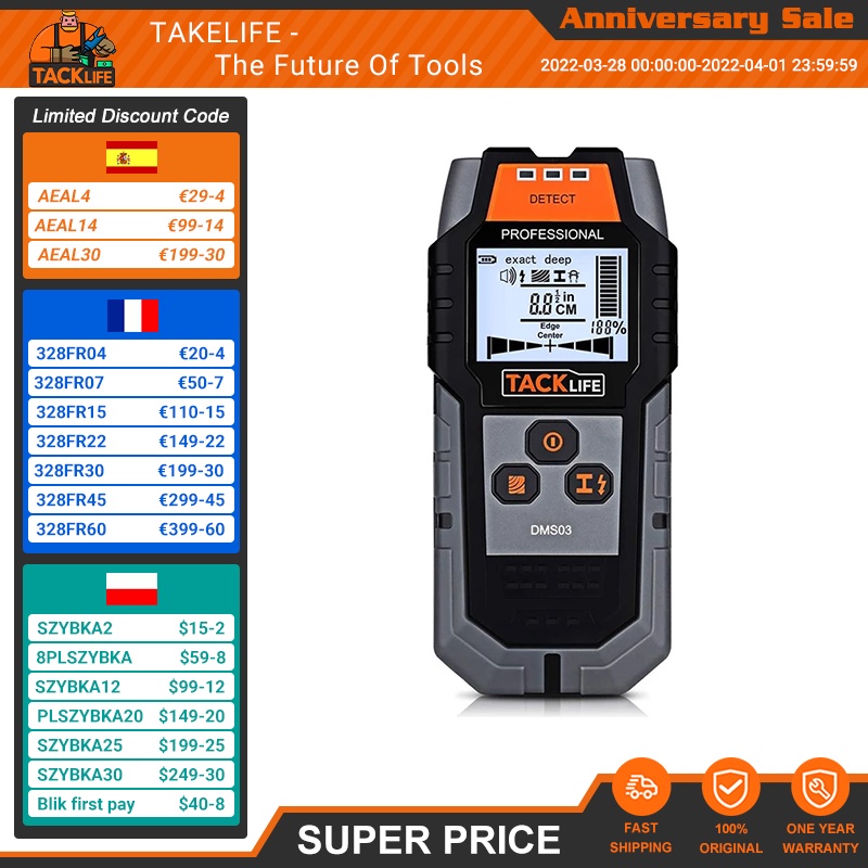 TACKLIFE DMS03 DMS05 Center Finding Electronic Wall Detector Finders ...