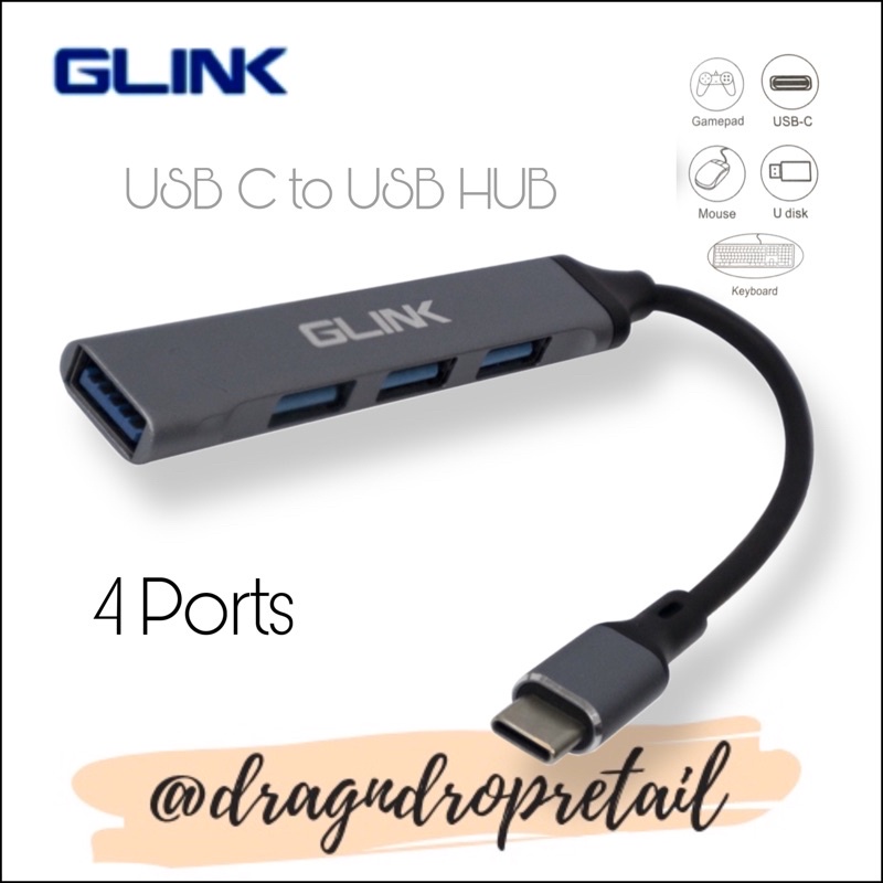GLINK Smart HUB USB C to 4 Ports HUB Adapter, Type C to 4 USB for ...