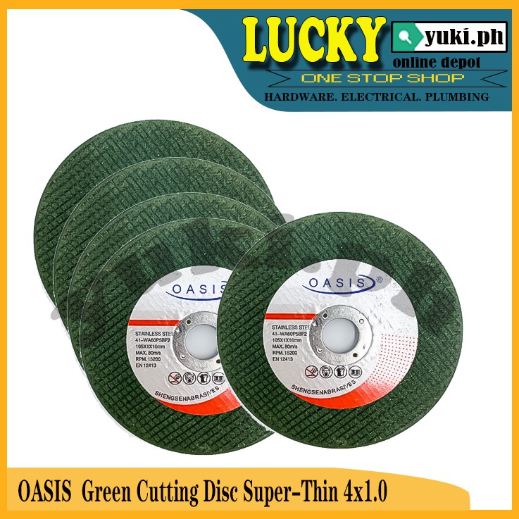 OASIS Green Cutting Disc Super Thin 4x1.0 (25pcs) 4INCH | Shopee ...