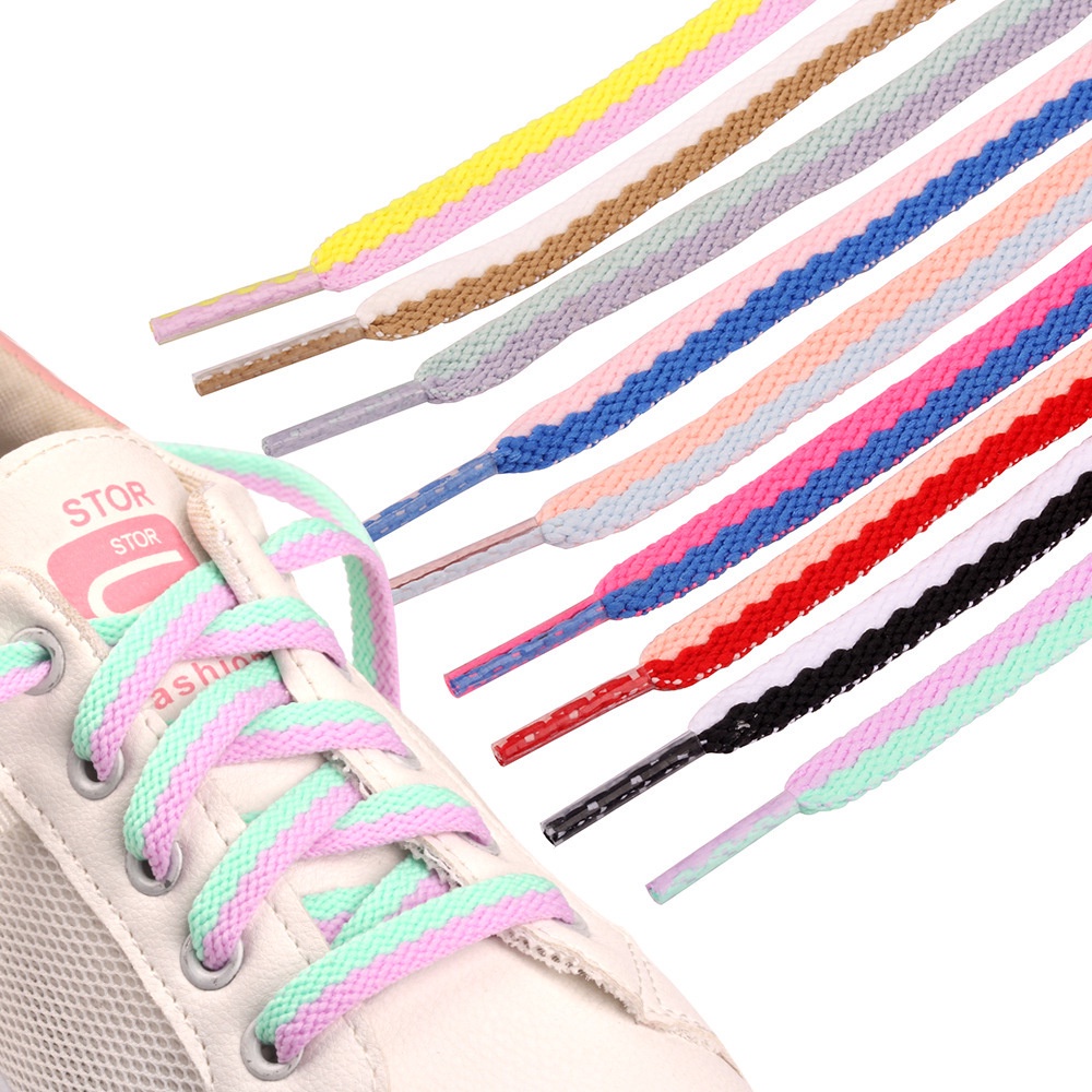 Two color flat shoelaces cloth shoes board shoes sports shoes small ...