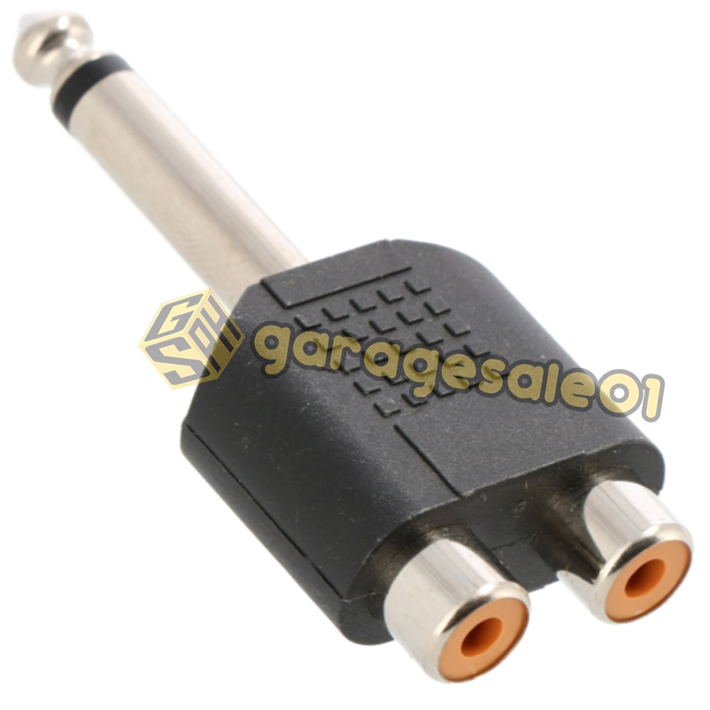 MIXER PLUG 2-RCA JACK FEMALE to PL 55 6.35mm MALE MONO PLUG ADAPTER ...