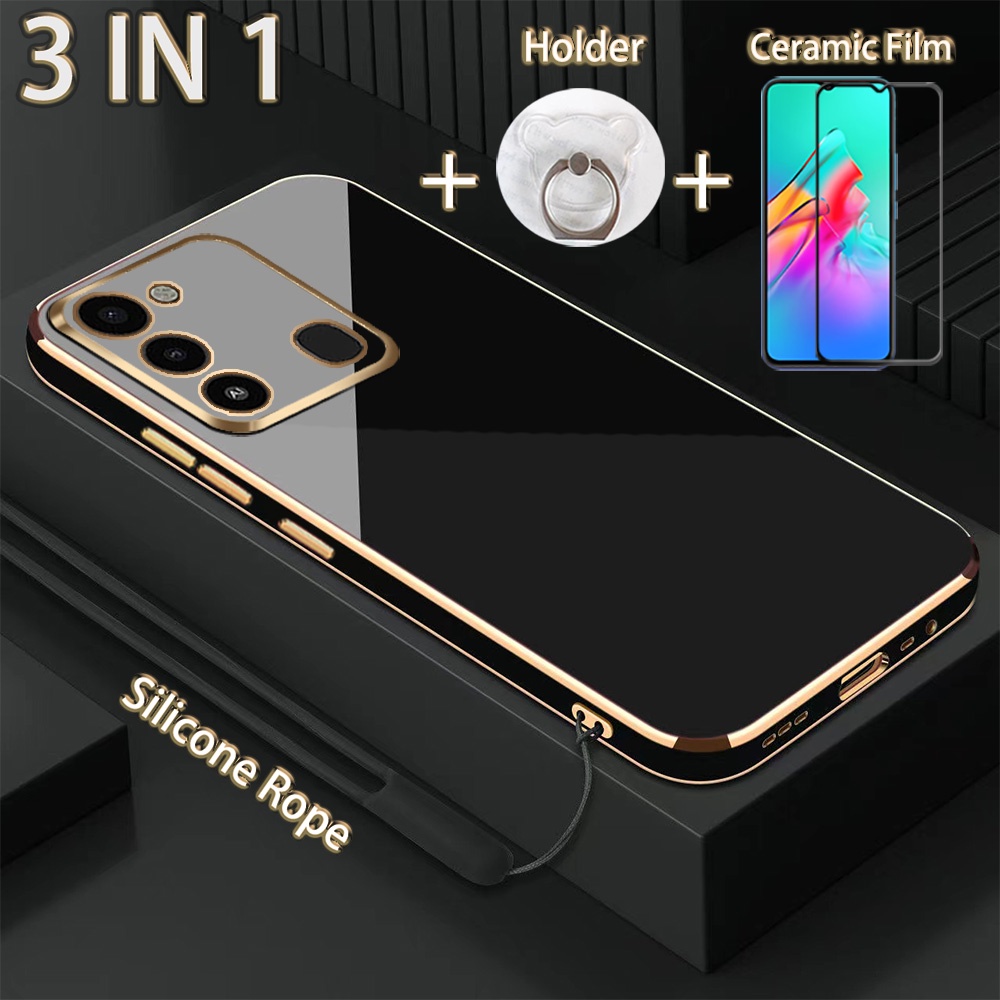 3 In 1 For Tecno Spark 8C Go 2022 Straight Edge Electroplated Case with ...