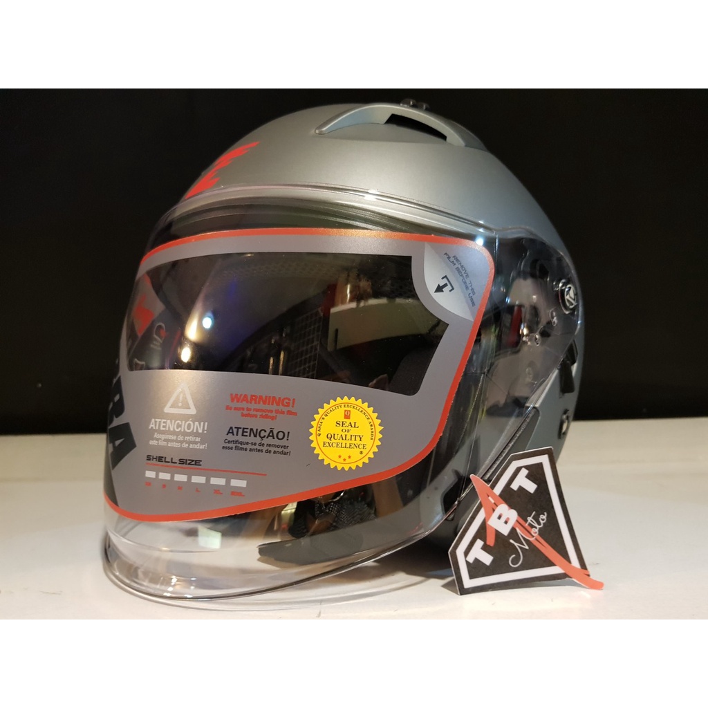 ZEBRA YM-902 Matte Gray Dual Visor Half Face Helmet / PS, DOT, ECE ...