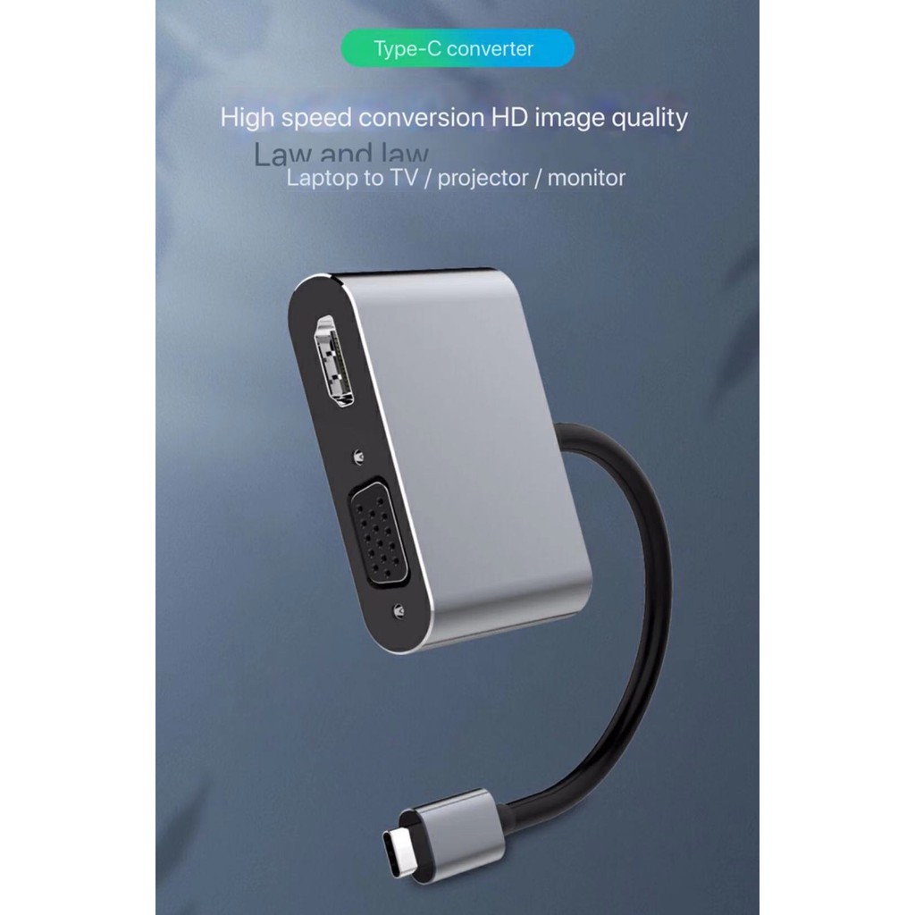 2in1 USB C Hub for iPad Pro MacBook Air Switch to HDMI VGA Adapter Type ...